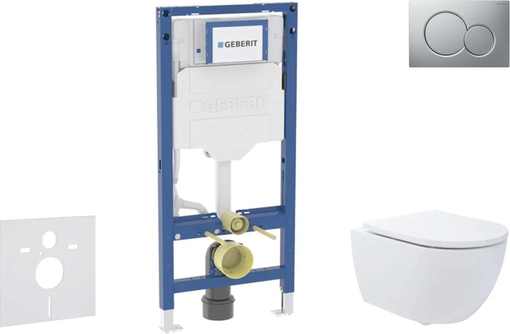 SANITINO - Set předstěnové instalace, klozetu Oudee a sedátka softclose, tlačítko Sigma01, lakovaný matný chrom SANI11CA1182
