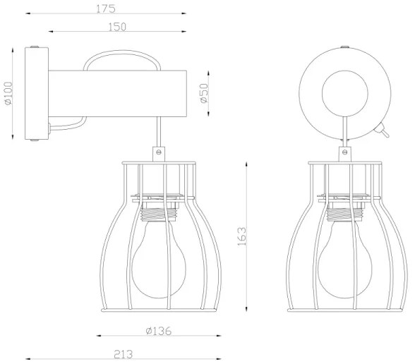 Globo 15326NW - Nástěnné svítidlo MINA 1xE27/40W/230V