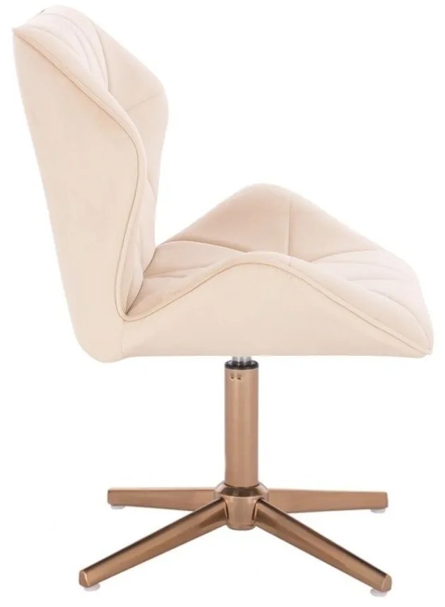 LuxuryForm DESIGN Otočná židle MILANO MAX VELUR na zlatém kříži - krémová