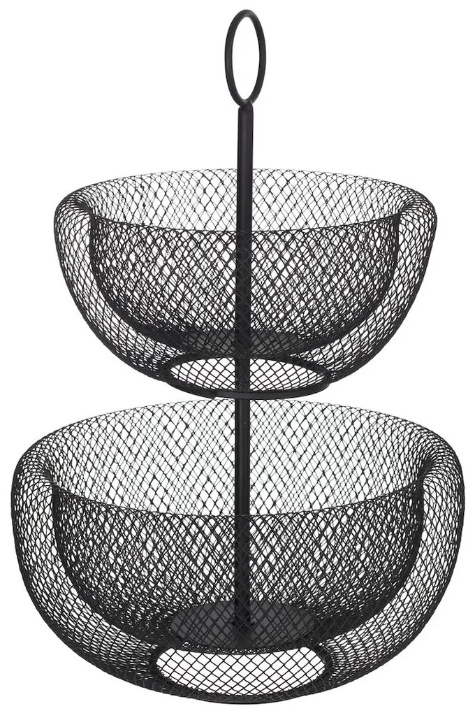 Kovový 2-patrový košík na ovoce Black Mesh, 29x43 cm