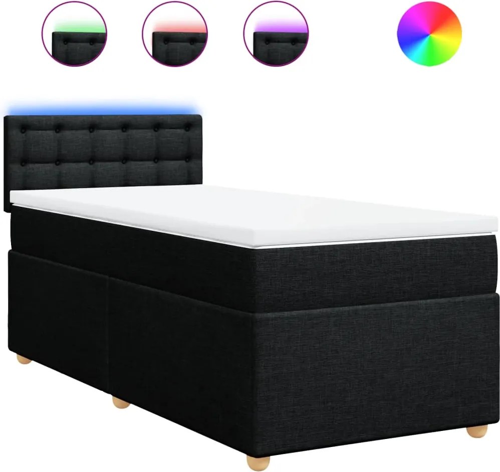 Box spring postel s matrací černá 90x190 cm textil 3288851
