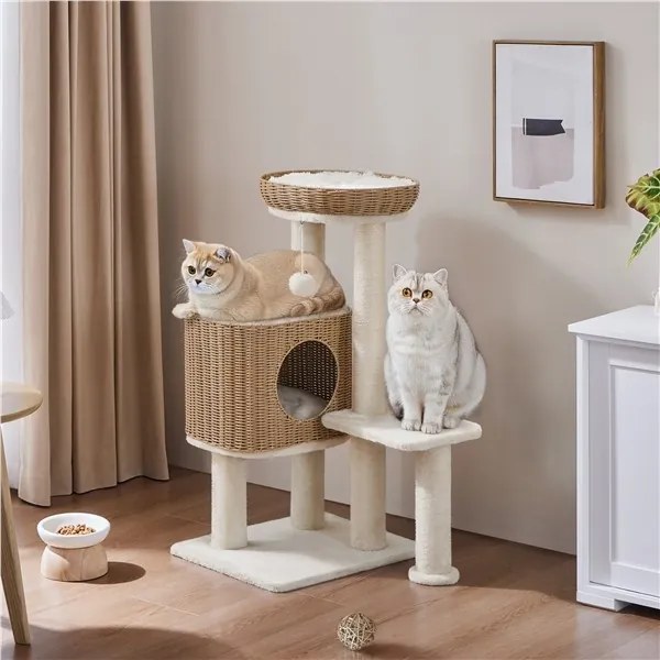 Škrabadlo pro kočky Yaheetech – béžová, 49 cm (délka) × 41 cm (šířka) × 91 cm (výška), 91 cm (256998930995)