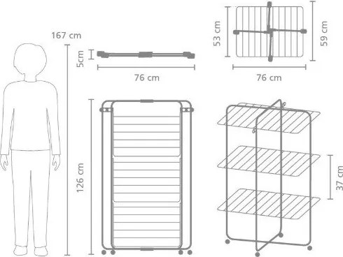 Matně černý sušák na prádlo 23 m HangOn Tower – Brabantia