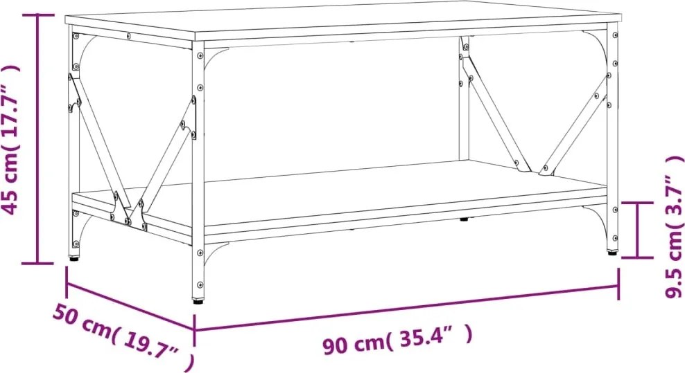 vidaXL Konferenční stolek 90 x 50 x 45 cm kompozitní dřevo [835388] Barva: Černá