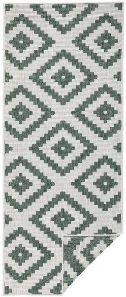 NORTHRUGS - Hanse Home koberce AKCE: 80x250 cm Kusový koberec Twin-Wendeteppiche 103131 grün creme – na ven i na doma - 80x250 cm