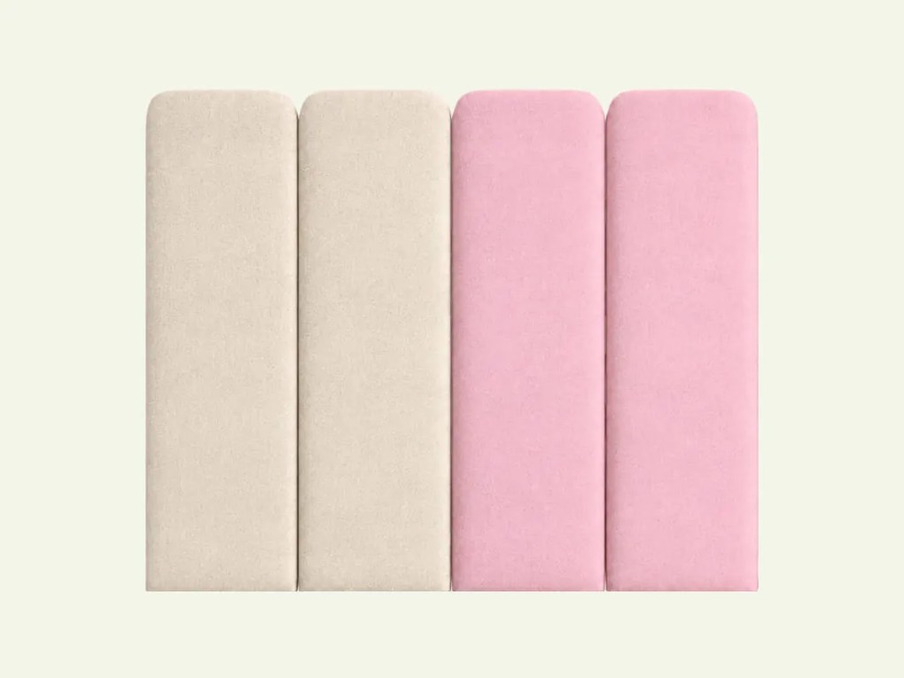 Rovný čalouněný panel na zeď VELVET se zaoblenými rohy Zvolte barvu: Starorůžová, Zvolte rozměr: 30x60 cm, Uchycení na zeď: Se samolepícím suchým zipem