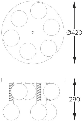 Zuma Line C0583-06D-2GHF - Přisazený lustr MIDA 6xG9/6W/230V mosaz