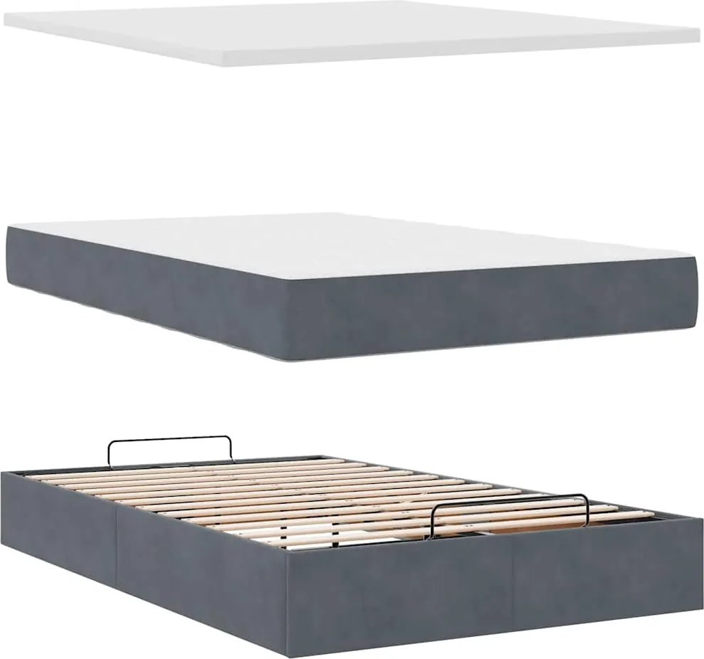 Osmanský rám postele s matrací tmavě šedá 120x200cm samet 3312615