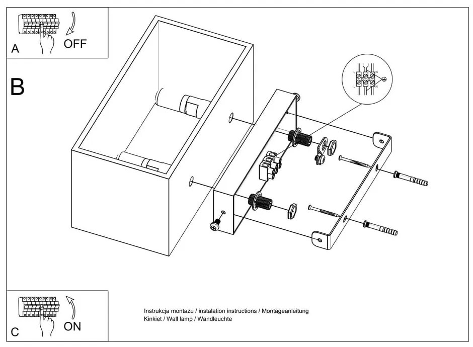 Černé nástěnné svítidlo Sollux Geo Maxi