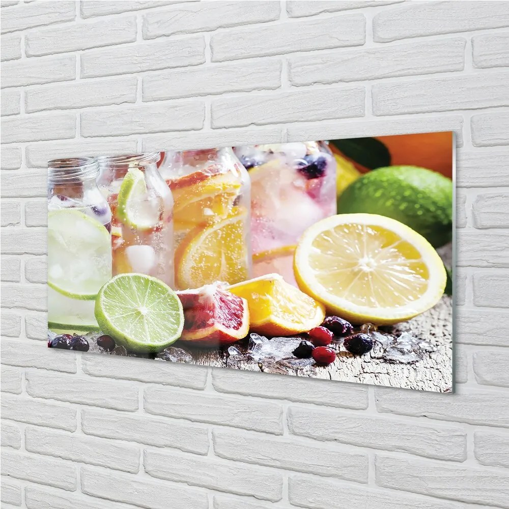 Obraz na skle Sklenice ovocný koktejl ledu 100x50 cm