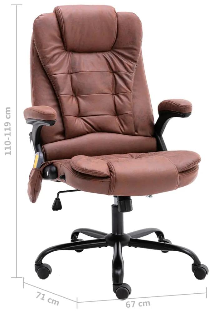 VidaXL Masážní kancelářská židle světle hnědá umělá semišová kůže