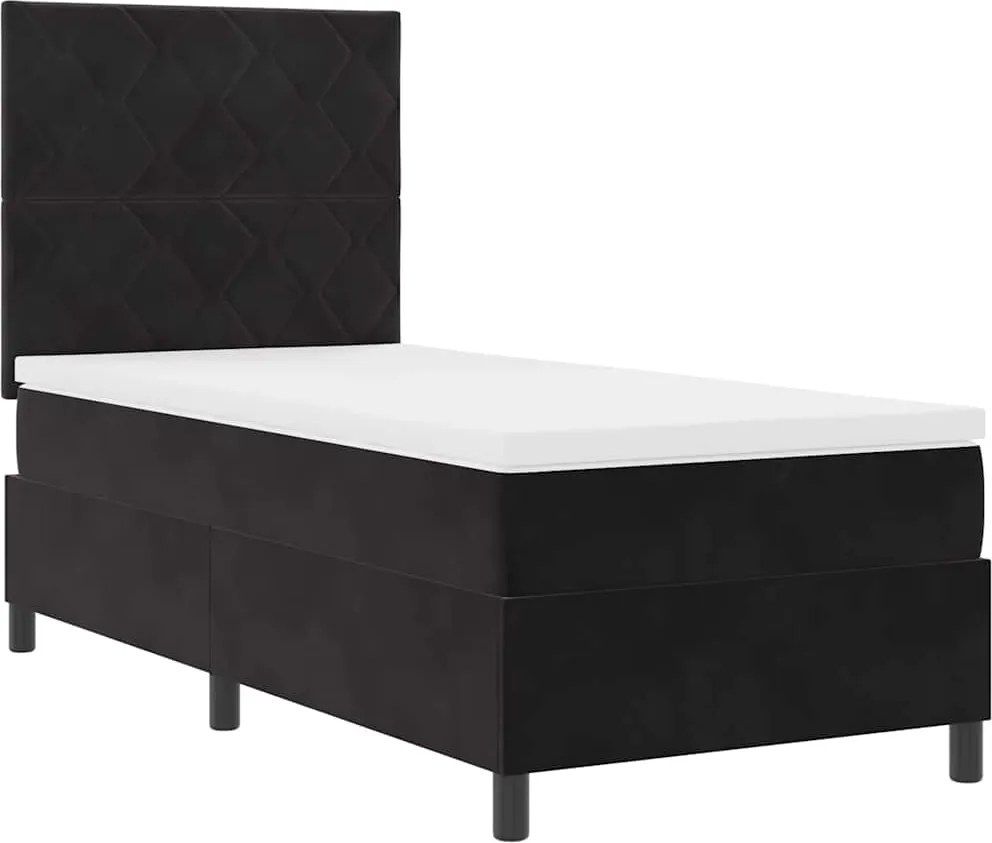 Postel s boxspringem s čelo Černý 90 x 200 cm samet 3339874