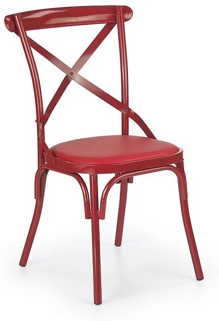 Jídelní židle Amiela 4 - červená, lakovaná ocel + ekokůže, červená