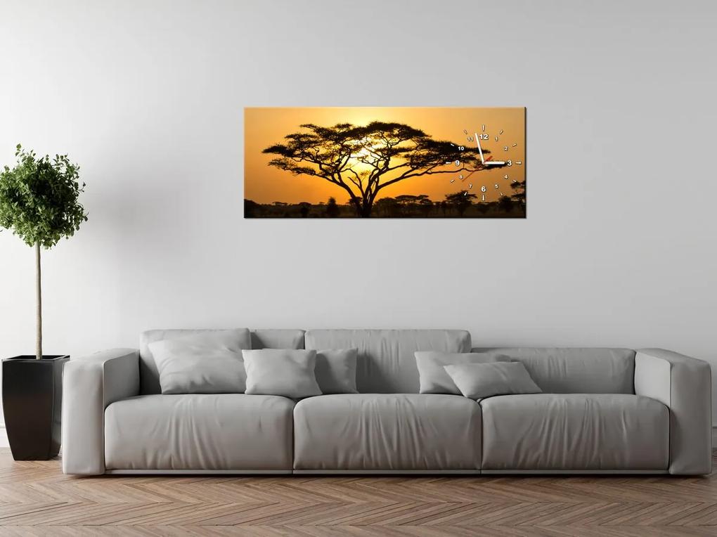 Gario Obraz s hodinami Akácie v Serengeti Rozměry: 100 x 40 cm