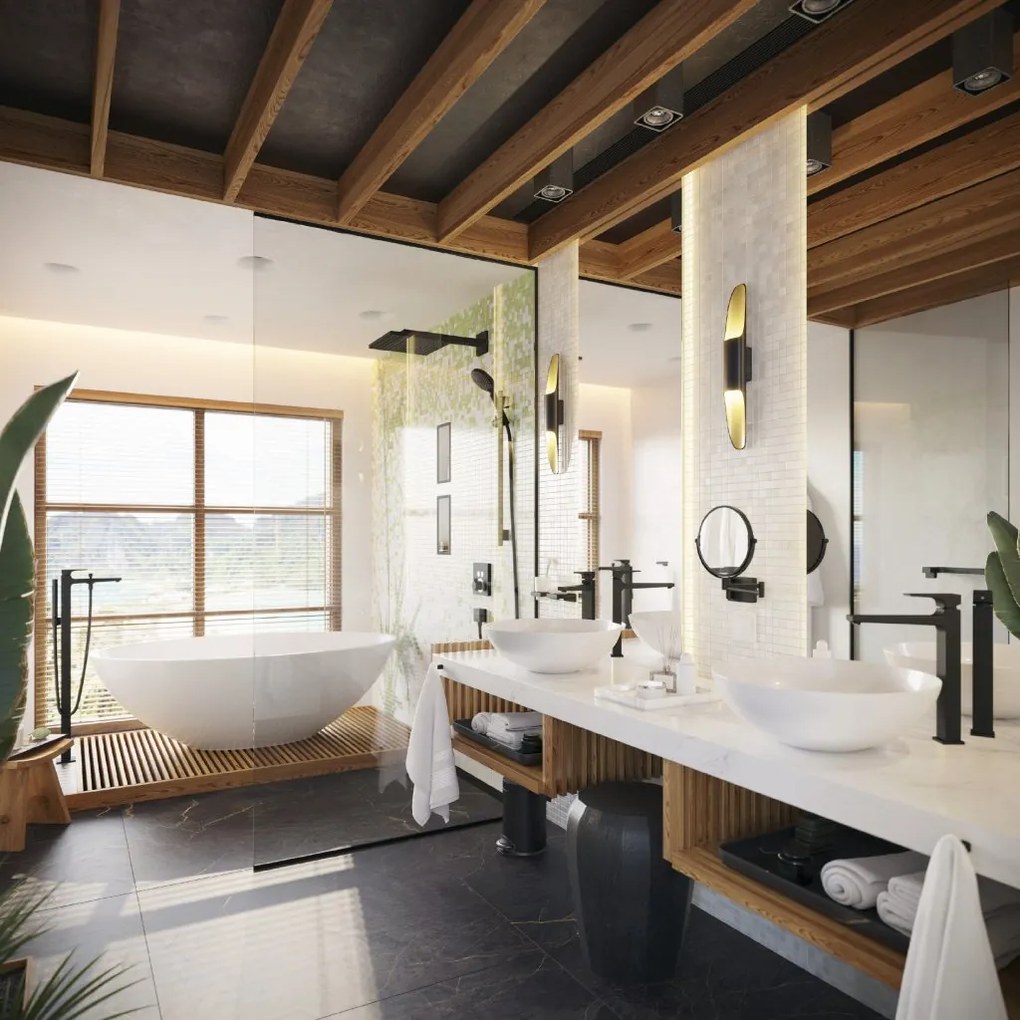 Hansgrohe AddStoris, kosmetické zrcadlo Ø188 mm, černá matná, HAN-41791670