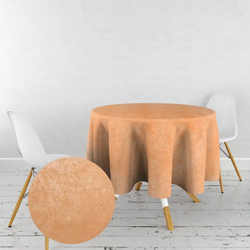 Ervi dekorační ubrus na stůl kulatý - samet Světle oranžový