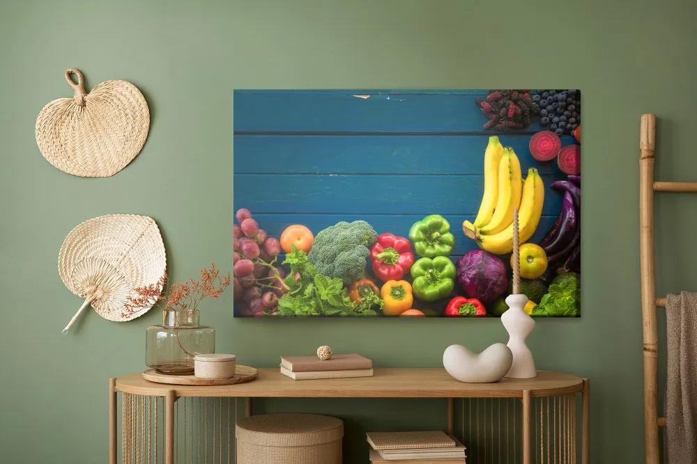 Obraz Zelenina A Ovoce Na Stole Nedostatek Nedostatek Plátno Canvas 70x50