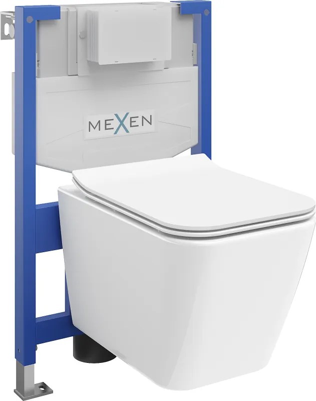 Mexen Fenix XS-F, podomítkový modul a závěsné WC Cube s pomalu padajícím sedátkem, bílá, 68030924000