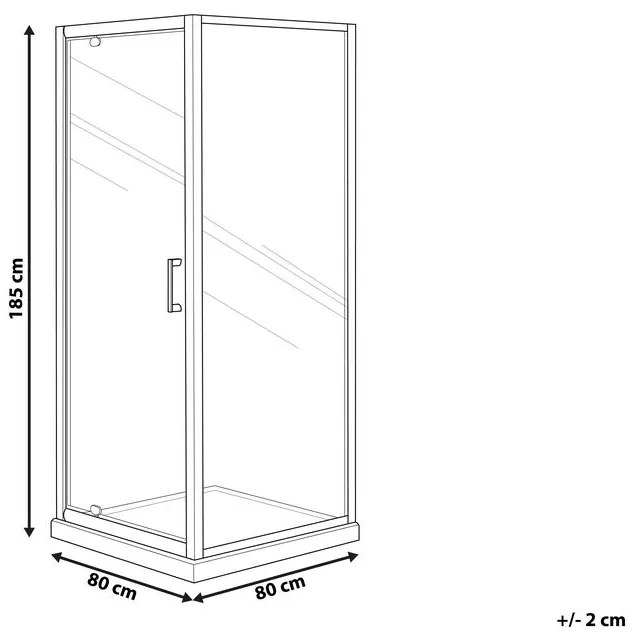 Sprchový kout z tvrzeného skla 80 x 80 x 185 cm stříbrný DARLI Beliani