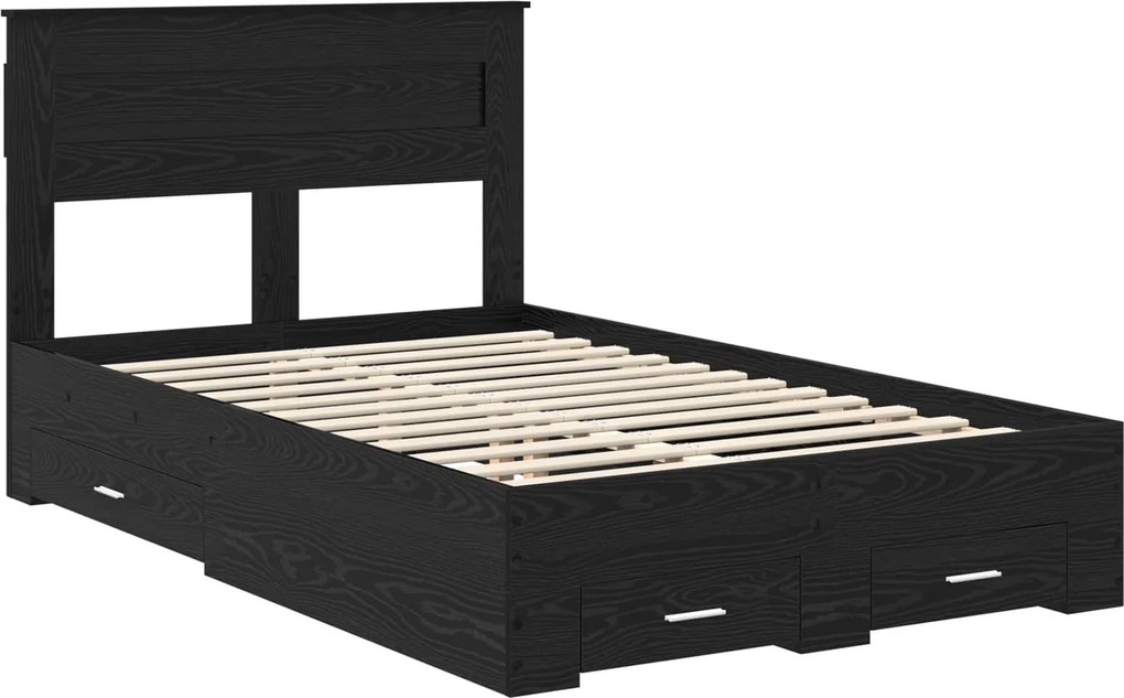 Rám postele se zásuvkou Černý dub 135 x 190 cm Kompozitní dřevo 3409996