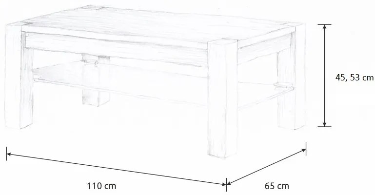 Wooded Konferenční stolek Denver Glass z masivu DUB Výška stolku: 53 cm
