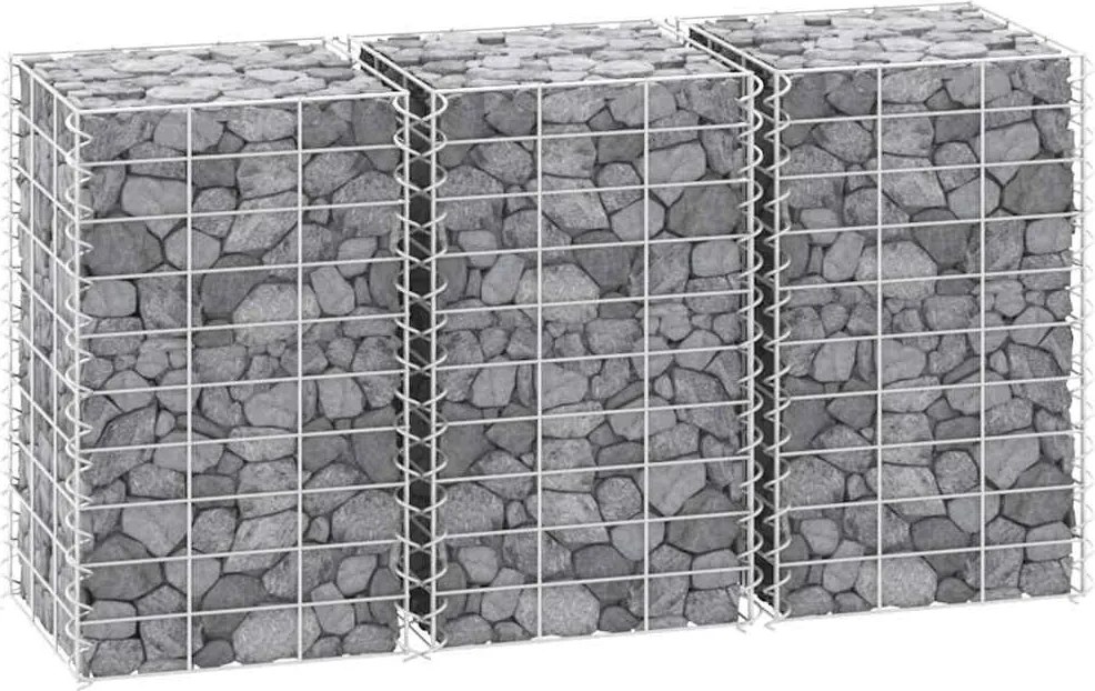 Gabionové vyvýšené záhony 3 ks 30 x 30 x 50 cm železo 151248