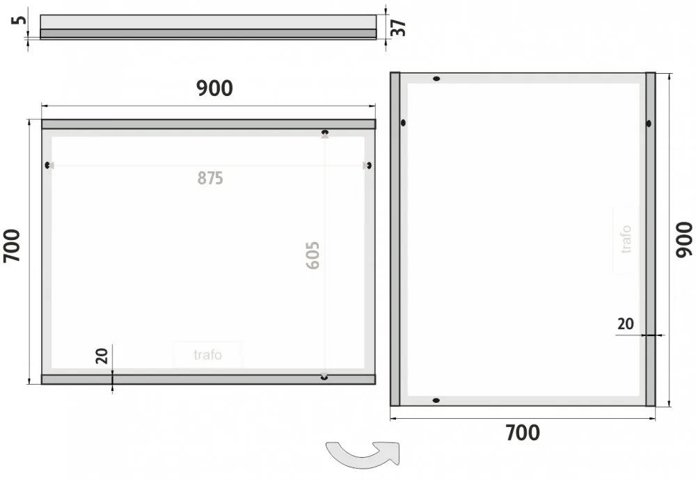 Nimco LED zrcadlo 900x700 ZP 12019