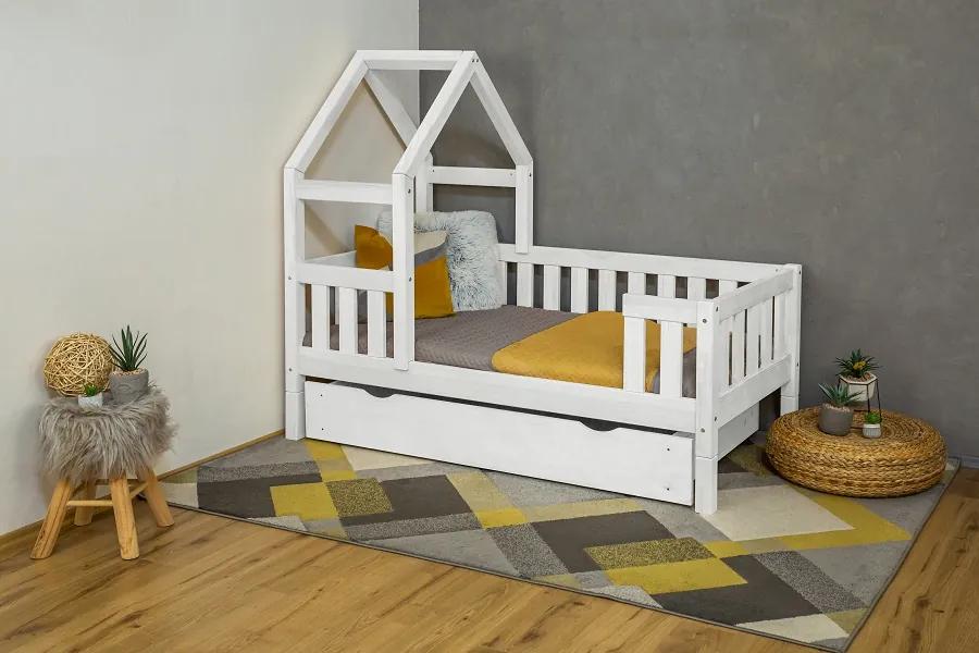 MAXIDO Dětská postel domeček Zara - jeden šuplík 200x140 bílá