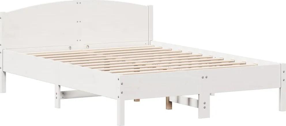 vidaXL Rám postele s čelem voskově 140 x 200 cm masivní borovice [842595] Barva: Bílá
