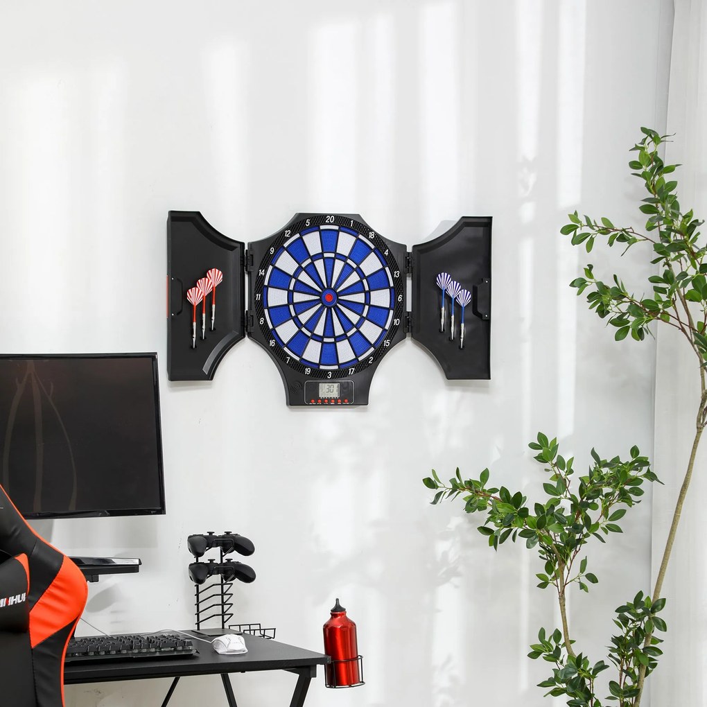 SPORTNOW Elektronický šipkový terč s 12 šipkami a náhradními hroty, šipkový automat s LCD displejem pro 8 hráčů | Aosom.de