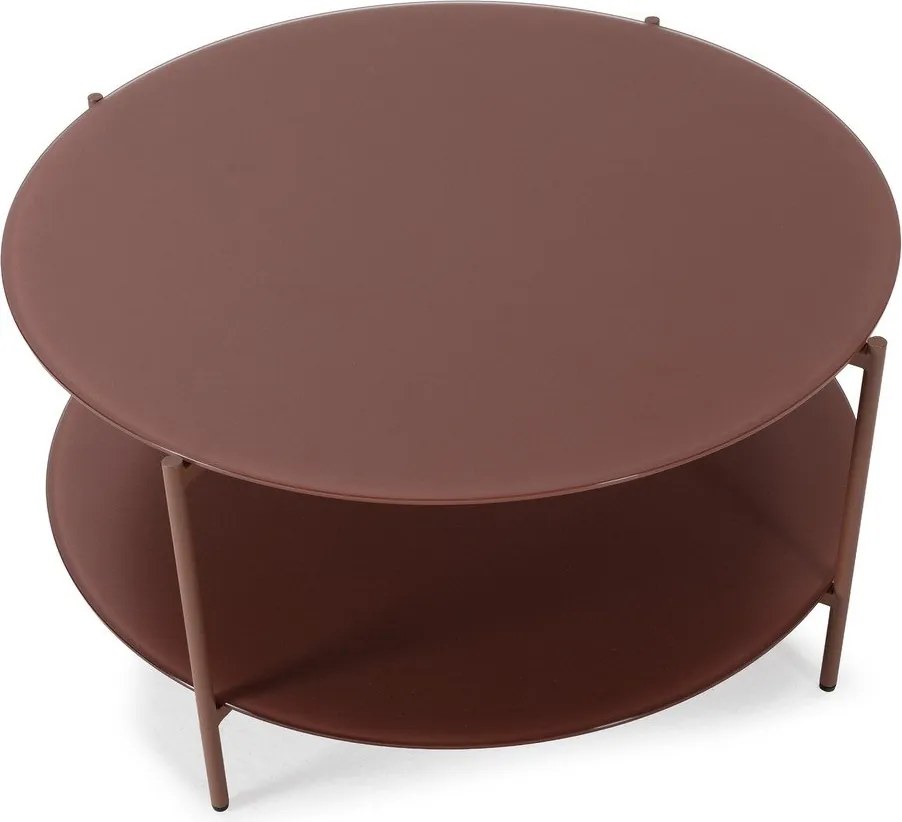 Kulatý konferenční stolek se skleněnou deskou v terakotové barvě ø 83 cm Davi – MOME