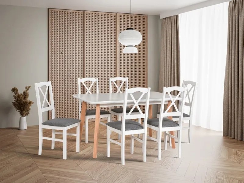 stoly/jidelni-stul-oslo-7 deska stolu bílá, podnož bílá, nohy černá