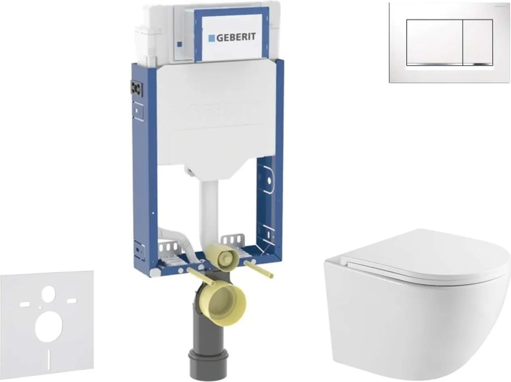 Geberit Kombifix - Set předstěnové instalace, klozetu Oudee a sedátka softclose, tlačítko Sigma20, bílá/chrom SANI15CA3142