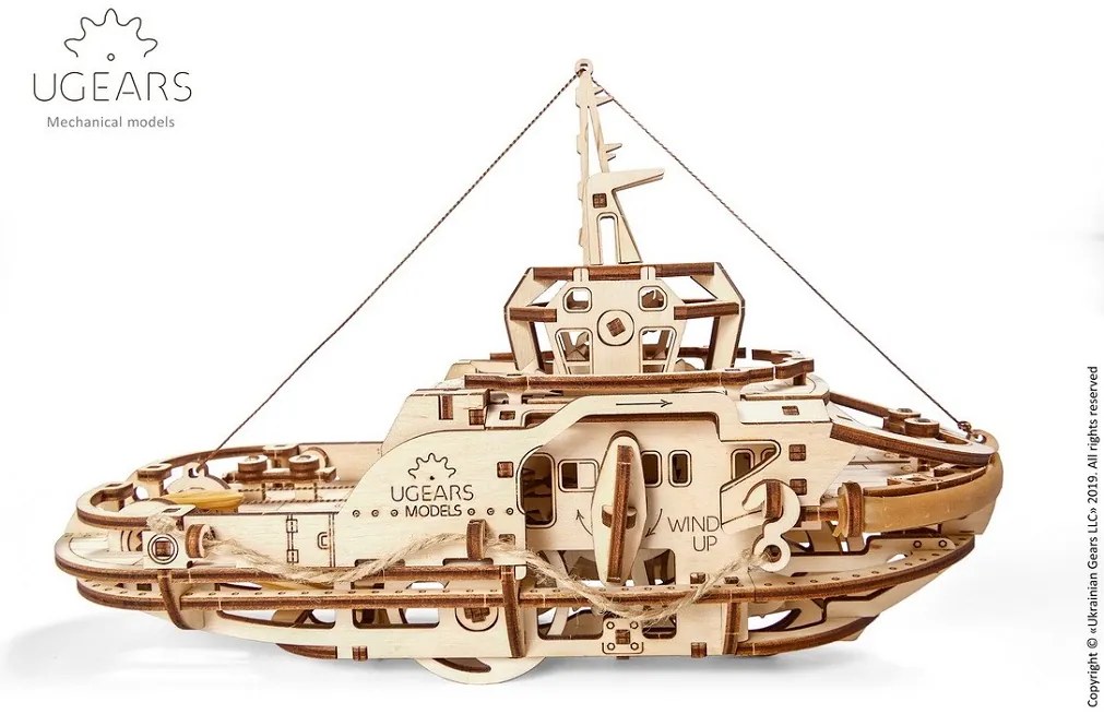 Ugears 3D dřevěné mechanické puzzle Remorkér