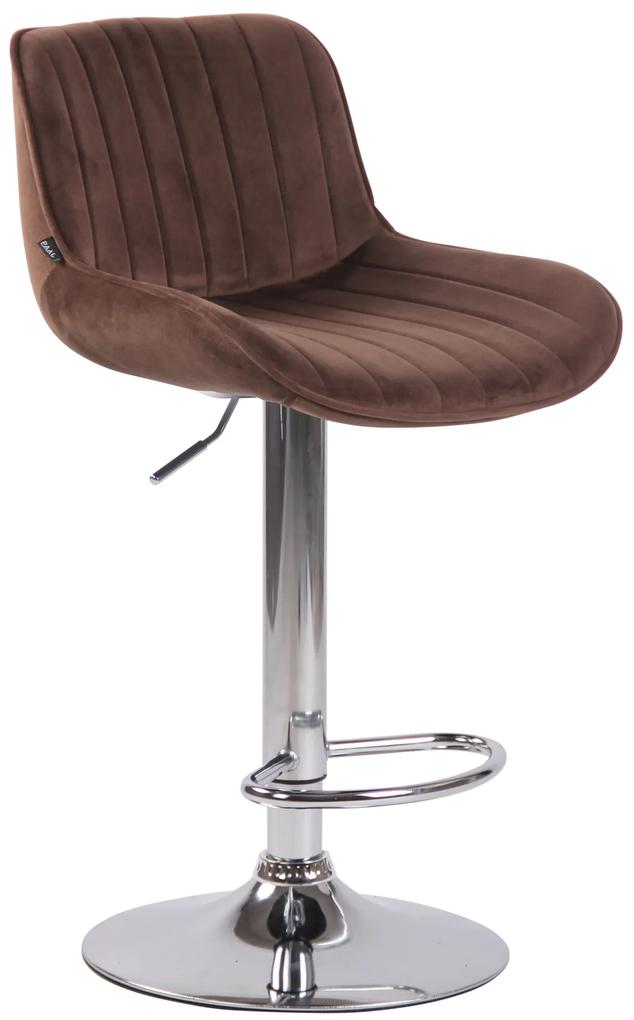 Barová židle Haugo - samet - chromovaný rám | hnědá