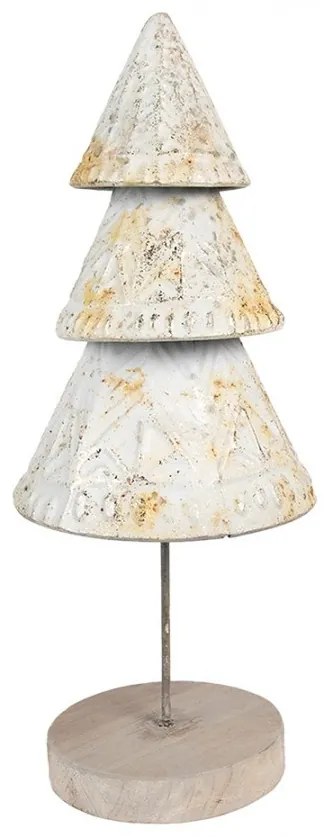 Bílý antik kovový dekorační stromek - Ø 12*32 cm