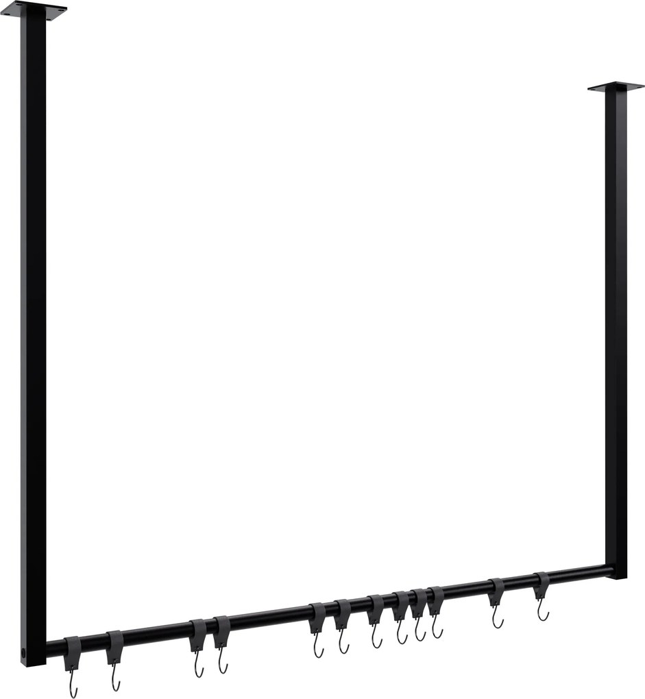 Šatní tyč Fenton 100x80 cm Sada 12 ks – černá