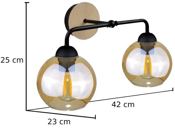 Nástěnné svítidlo MELLE WOOD 2xE27/60W/230V