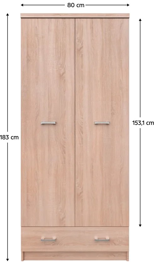 Kondela Skříň 2D1S, dub sonoma, TOPTY TYP 30