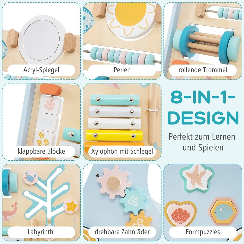 Costway Dřevěné chodítko na tlačení a tahání Montessori dětské chodítko
