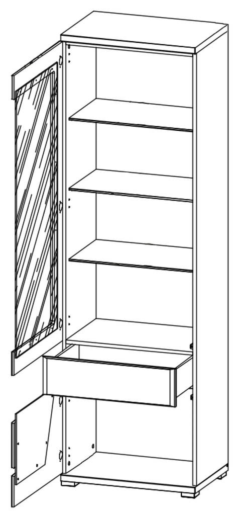 Sconto Vitrína BONN jilm matný/černá, levé provedení