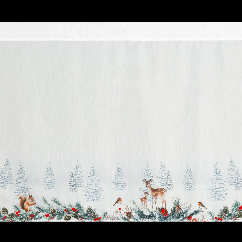 KRÁTKÁ VÁNOČNÍ ZÁCLONA NA PÁSCE XMAS19 150X70 CM VZOROVANÁ