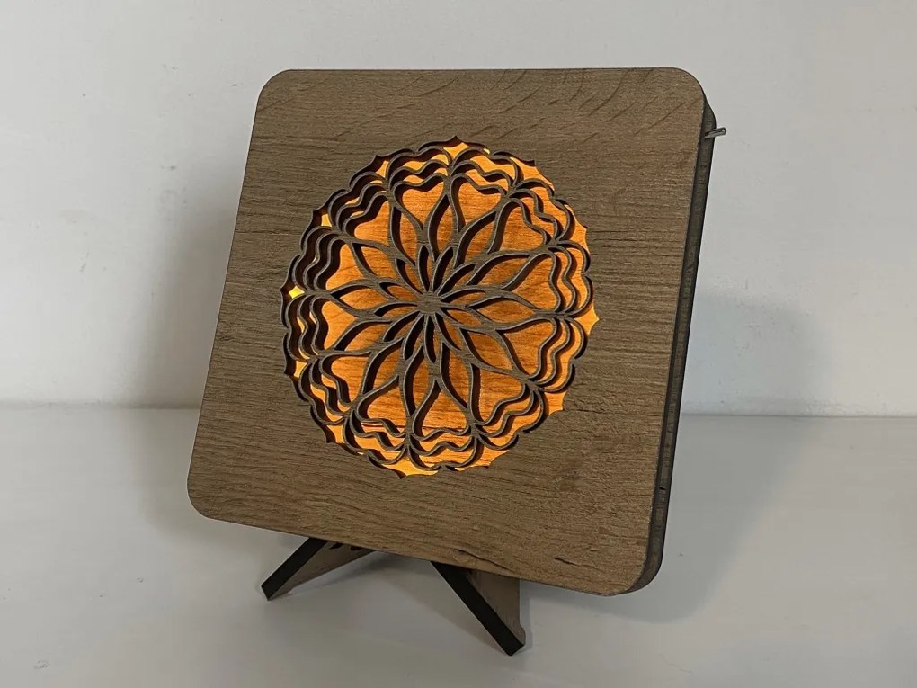 "Mandala srdce" lampa 19x19cm provedení povrchu: dub světlý