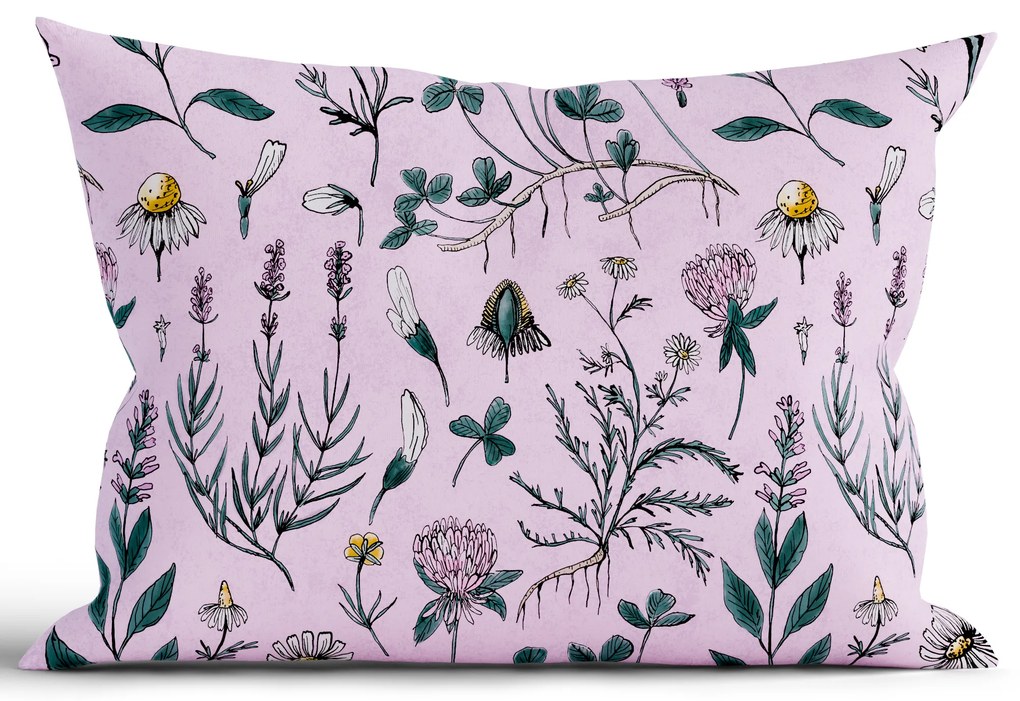MK Lůžkoviny Bavlněný povlak na polštář Renforcé 50 x 70 cm - Herbář starorůžový