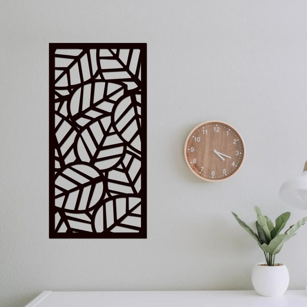 dřevo života Dřevěný dekorační panel LEAF II Rozměry (cm): 20x40, Barevný vzor: Černá