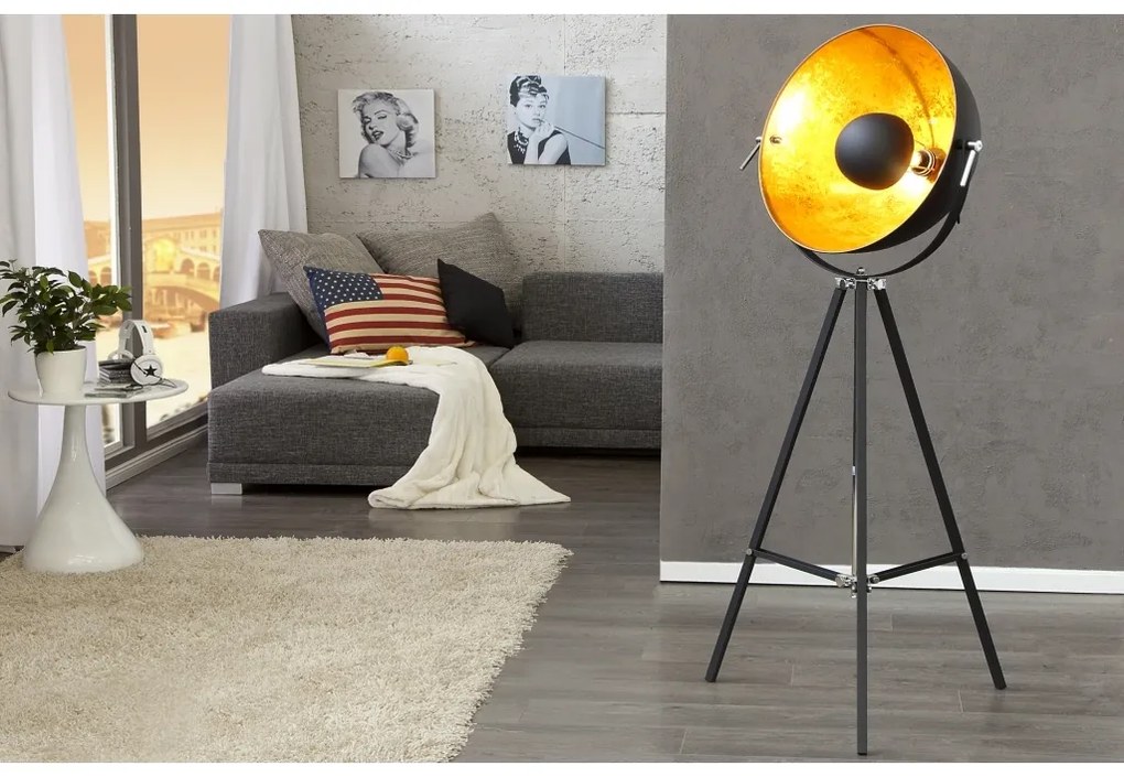 Inviro Stojací lampa LIGHT Černo-zlatá 160 cm