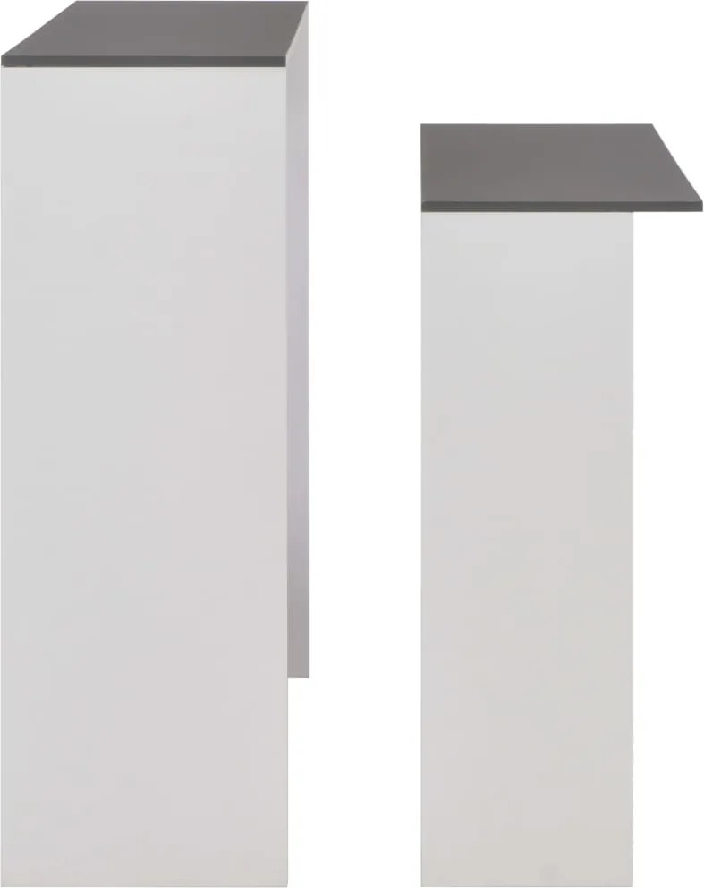 Barový stůl se 2 stolními deskami bílý a šedý 130 x 40 x 120 cm 280221