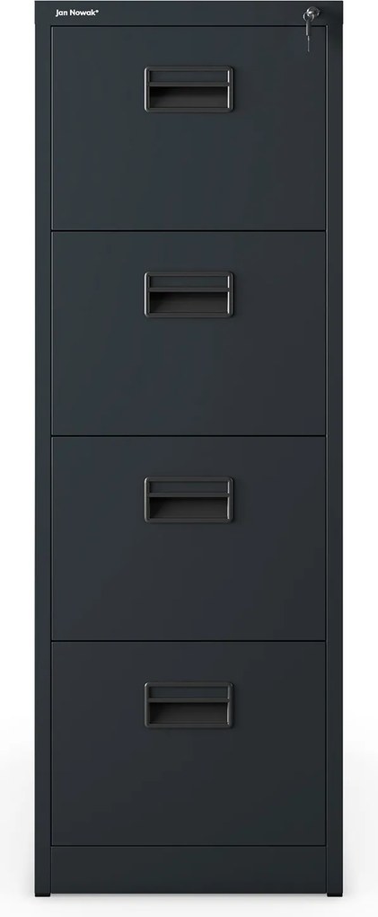 Kovová kartotéková skříň se 4 zásuvkami, antracitová, 460x1320x620 mm: SARA