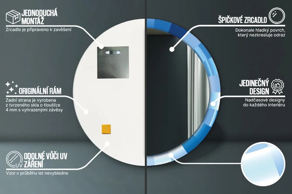 Kulaté dekorativní zrcadlo Modrý abstrakt fi 100 cm