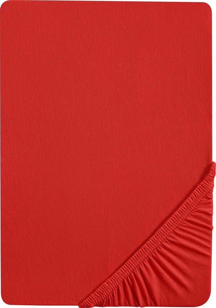 Biberna Napínací prostěradlo žerzej-elastan, výška rohu do 25 cm. (červená, 180-200 x 200 cm)